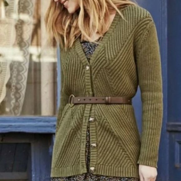 CAbi | Sweaters | Cabi Aerial Cardigan Sweater Olive Green Long Sleeve ...